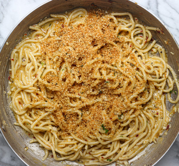 Creamy Lemon Pasta with Crunchy Breadcrumbs – Fig & Olive Platter