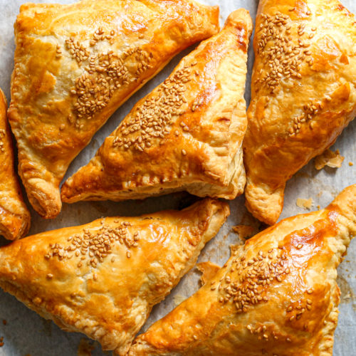 Middle Eastern Lamb Puff Pastry Triangles – Fig & Olive Platter