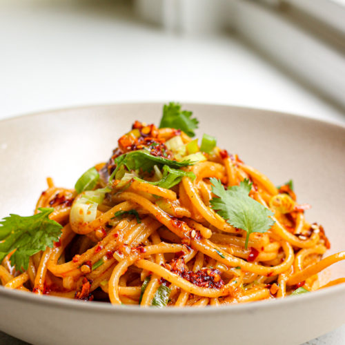 Butter Chili Crisp Garlic Pasta – Fig & Olive Platter